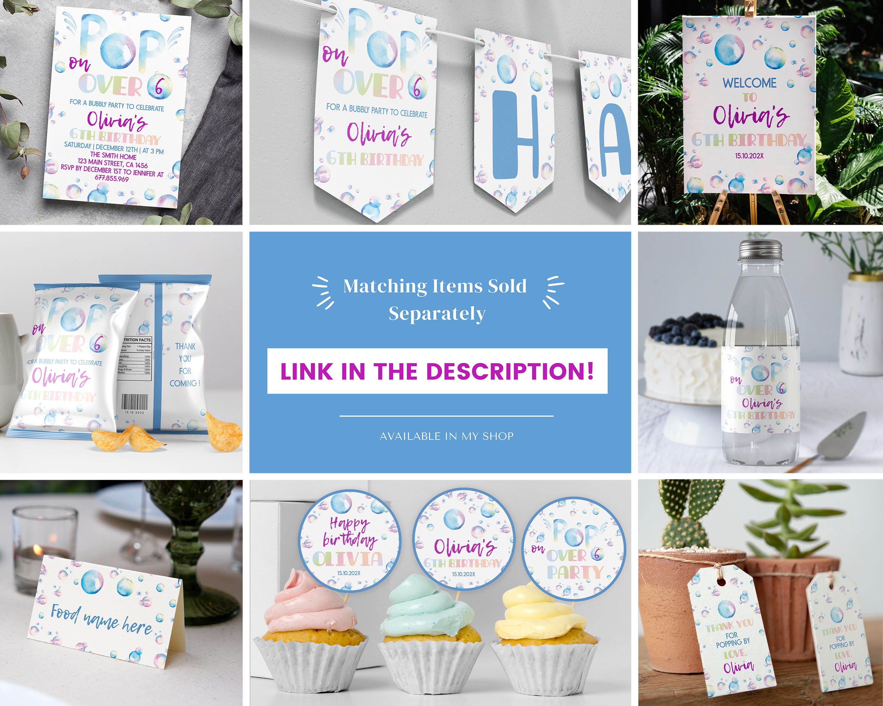 EDITABLE Bubble Welcome Sign, Bubble Birthday Party Welcome Poster, Pop ...