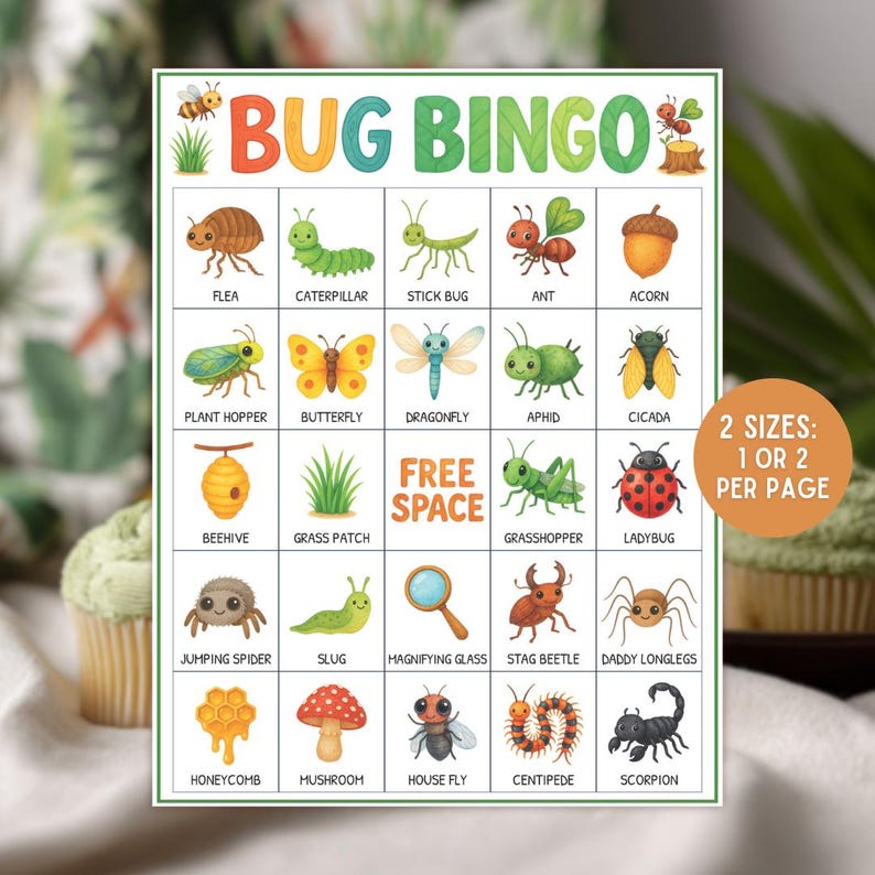 Juego de bingo de insectos imprimible para niños, tarjetas de bingo de ...