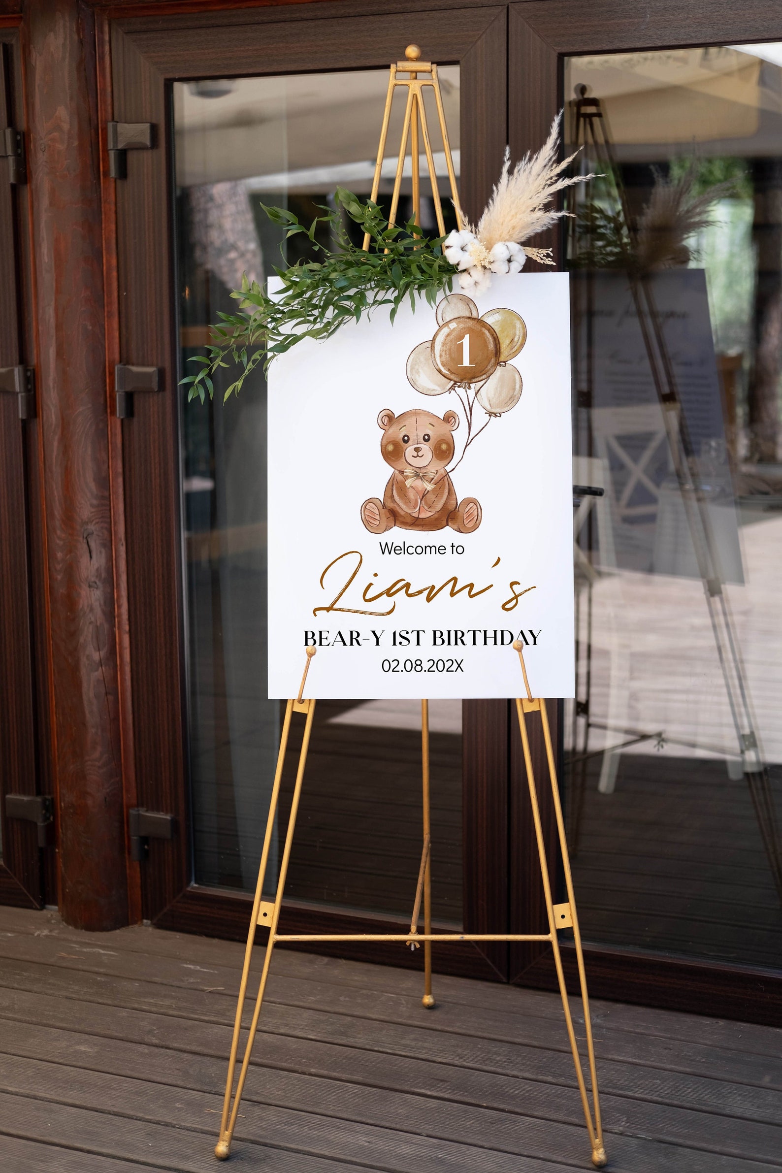 EDITABLE Beary First Birthday Welcome Sign Teddy Bear - Etsy