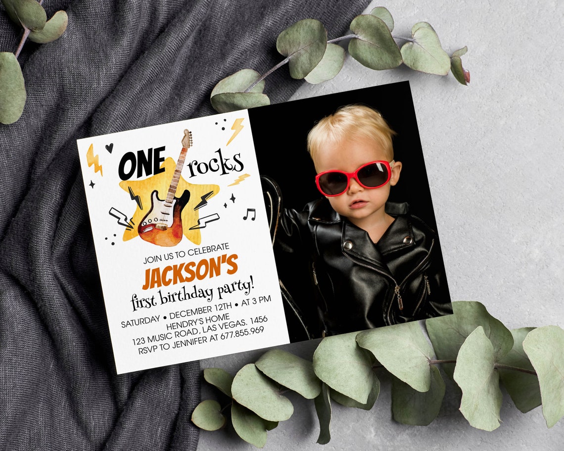 EDITABLE Rock and Roll Birthday Invitation One Rocks Birthday - Etsy