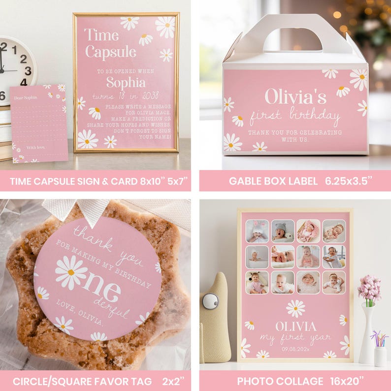 Editable Daisy First Birthday Invitation Bundle, Daisy Birthday Party ...