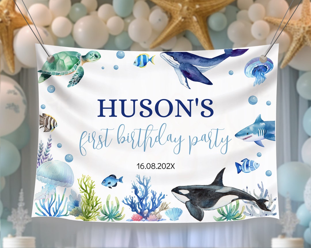 EDITABLE Oneder the Sea Birthday Party Backdrop, Under the Sea Birthday ...