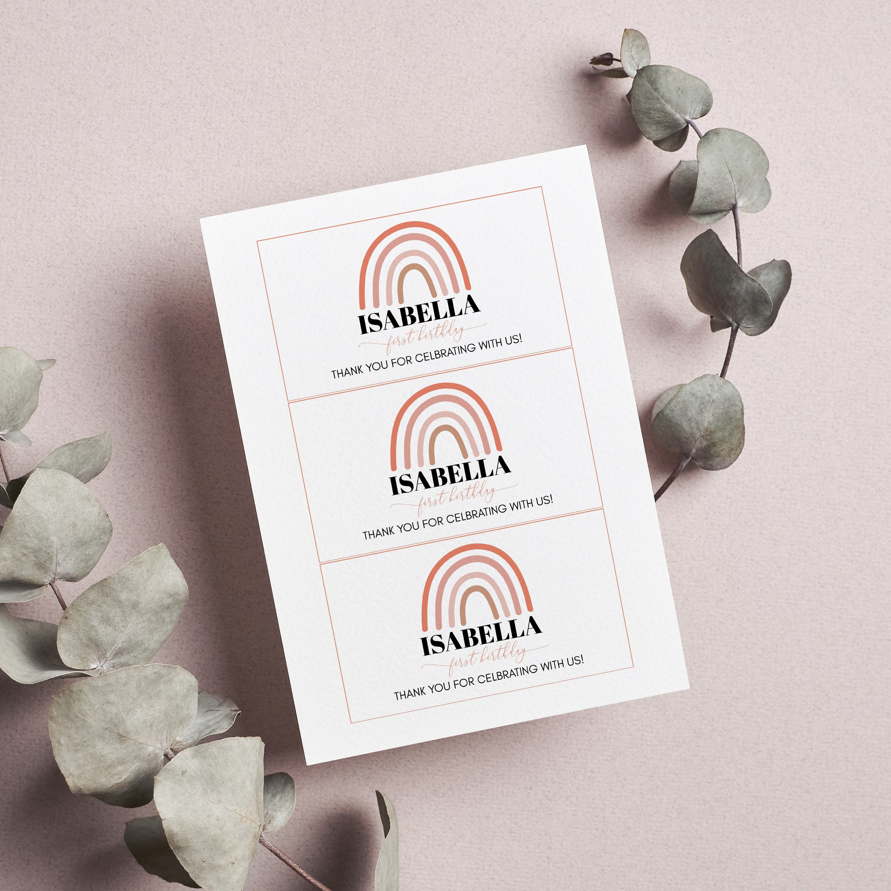 EDITABLE Rainbow Gable Gift Box Label Boho Rainbow 1st - Etsy