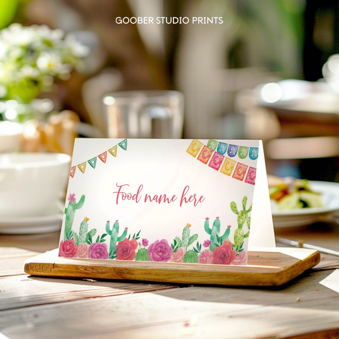 EDITABLE Fiesta Birthday Food Tent Card, Llama Party Food Name Card ...