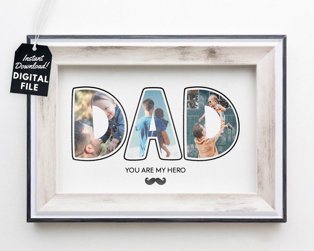 Dad Photo Collage, Dad Photo Print, Dad Photo Birthday Gift, Papa ...