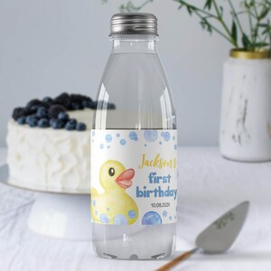 EDITABLE Rubber Duckie Birthday Water Bottle Label, Yellow Duck ...