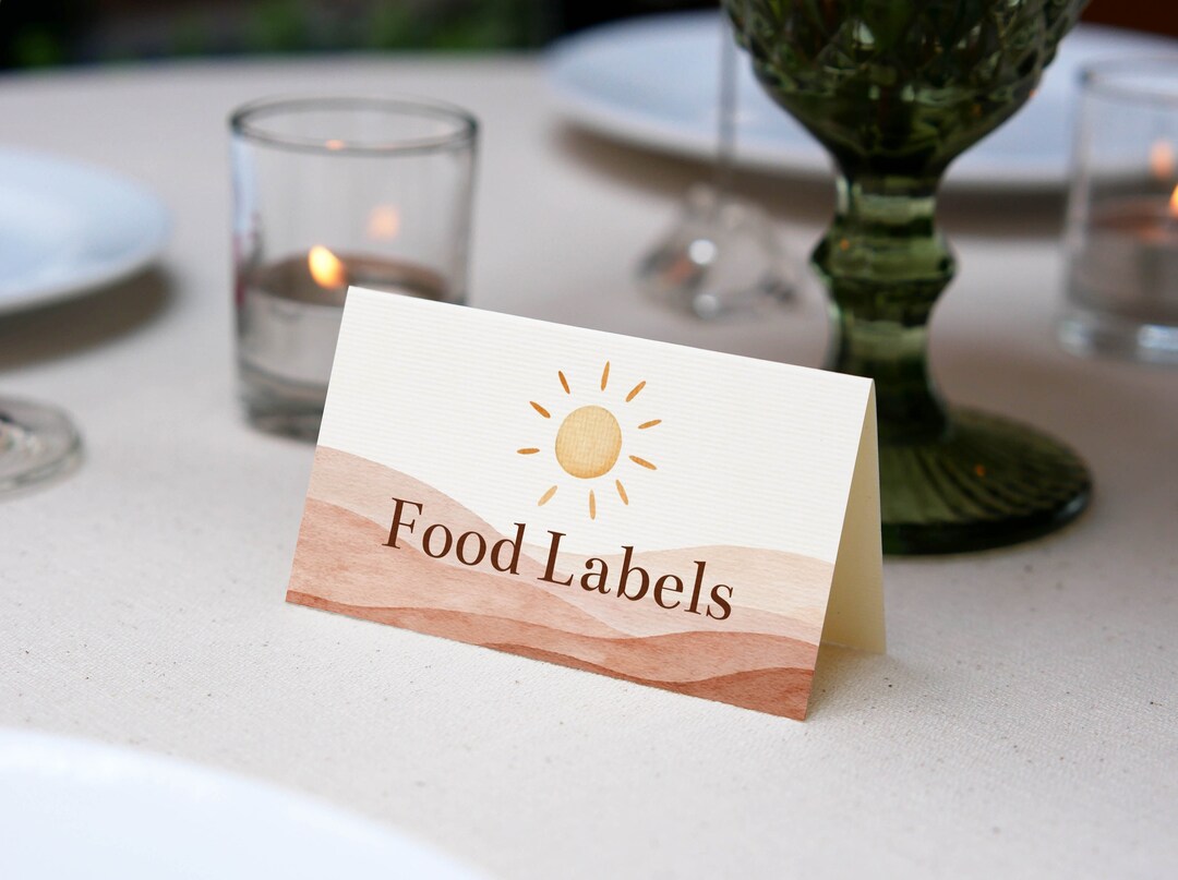 EDITABLE Sunshine Birthday Food Tent Card, Boho Sunshine Food Name Card ...