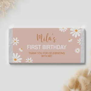 EDITABLE Daisy Birthday Party Chocolate Wrapper, Groovy One Daisy ...