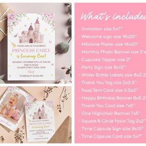 Editable Princess Party Invitation Bundle, Royal Birthday Party Package ...