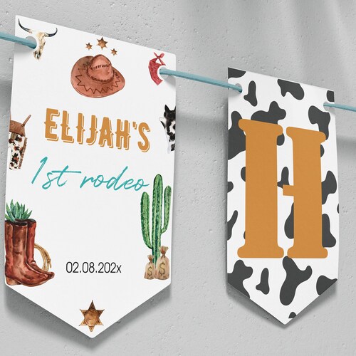 EDITABLE First Rodeo Milestone Sign Cowboy 1st Birthday Photo - Etsy