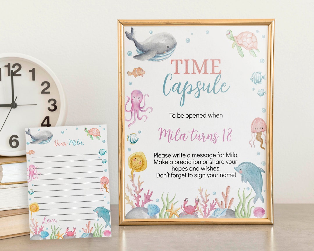 EDITABLE Under the Sea Time Capsule Template, Ocean 1st Birthday Time ...