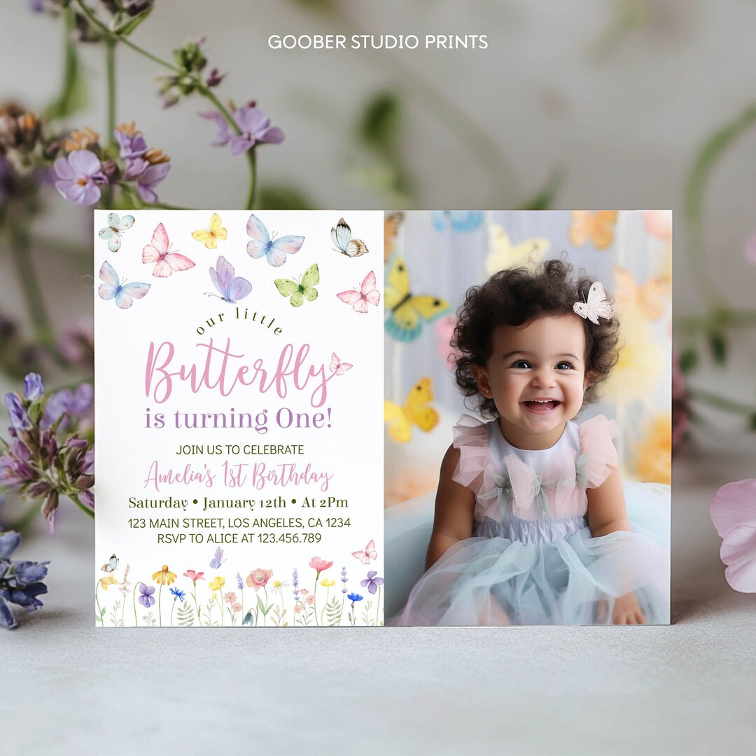EDITABLE Butterfly Birthday Invitation, Flutter by Butterfly Party ...
