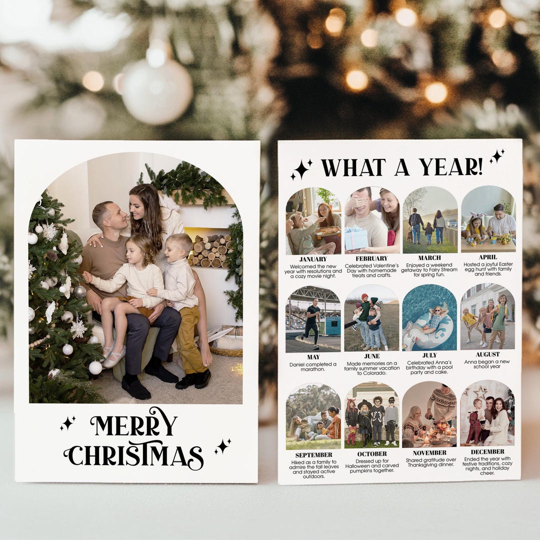 Year in Review Christmas Card Template, What A Year Card Photo Collage ...