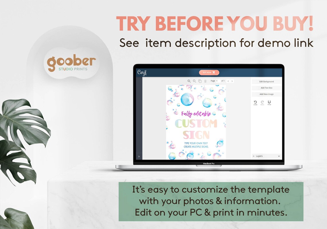 EDITABLE Bubble Birthday Party Sign Bubble Custom Sign | Etsy