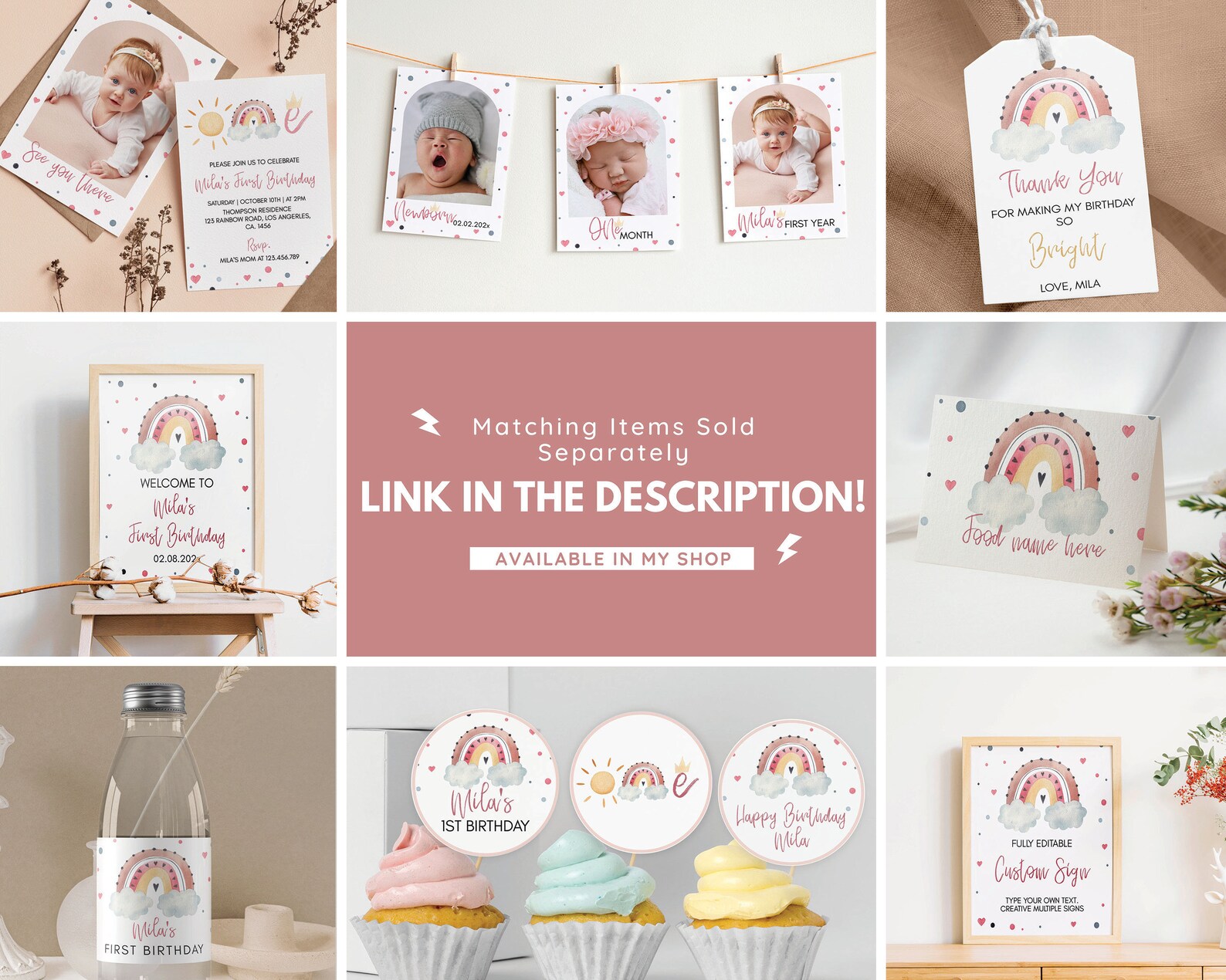 Editable First Year Photo Banner 12 Months Photo Print First - Etsy