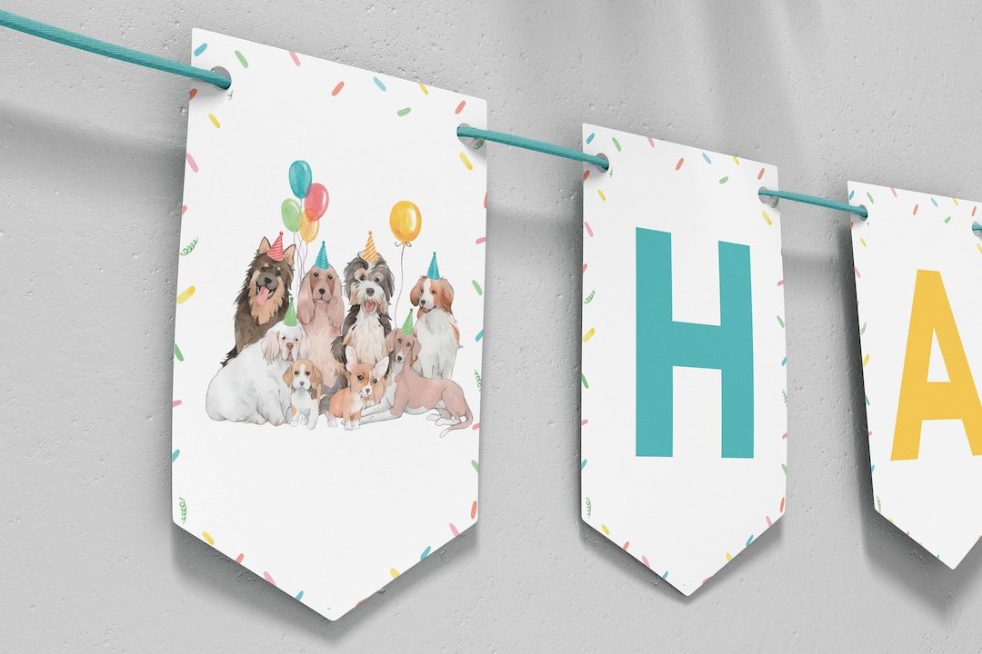 Editable Dog Birthday Banner Puppy Happy Birthday Banner Dog - Etsy