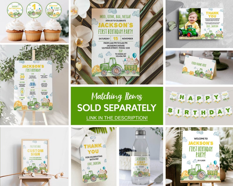 EDITABLE Tractor Party Food Tent Card, Green Tractor Birthday Food Name ...