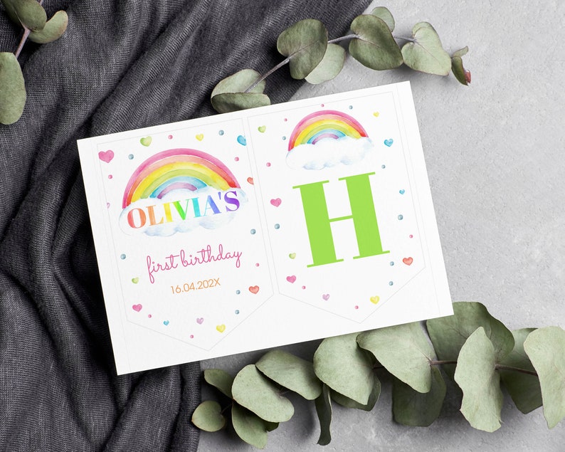 Editable Rainbow Birthday Banner Colorful Rainbow Happy - Etsy