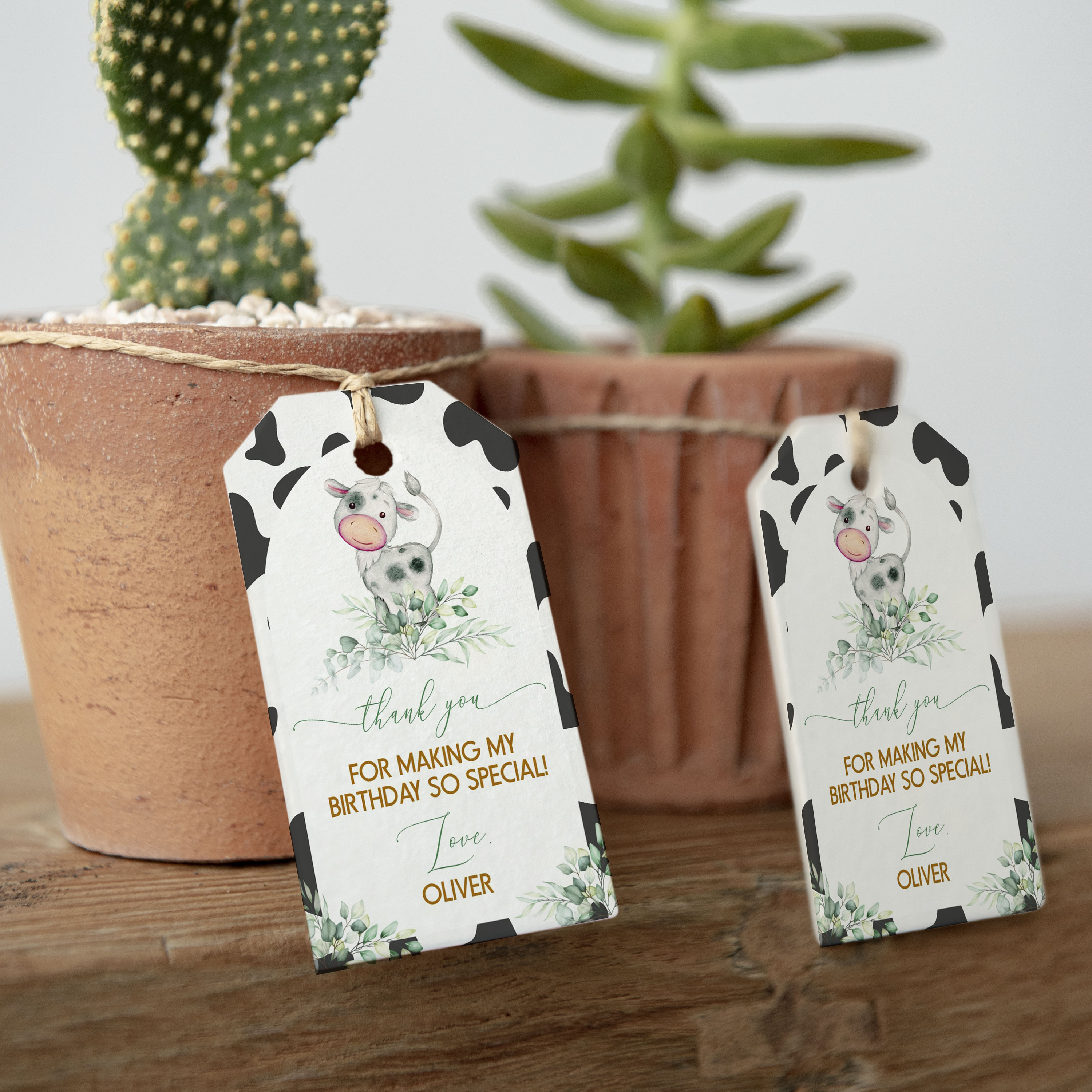 EDITABLE Holy Cow I'm One Thank You Tags Moo Cow Birthday - Etsy