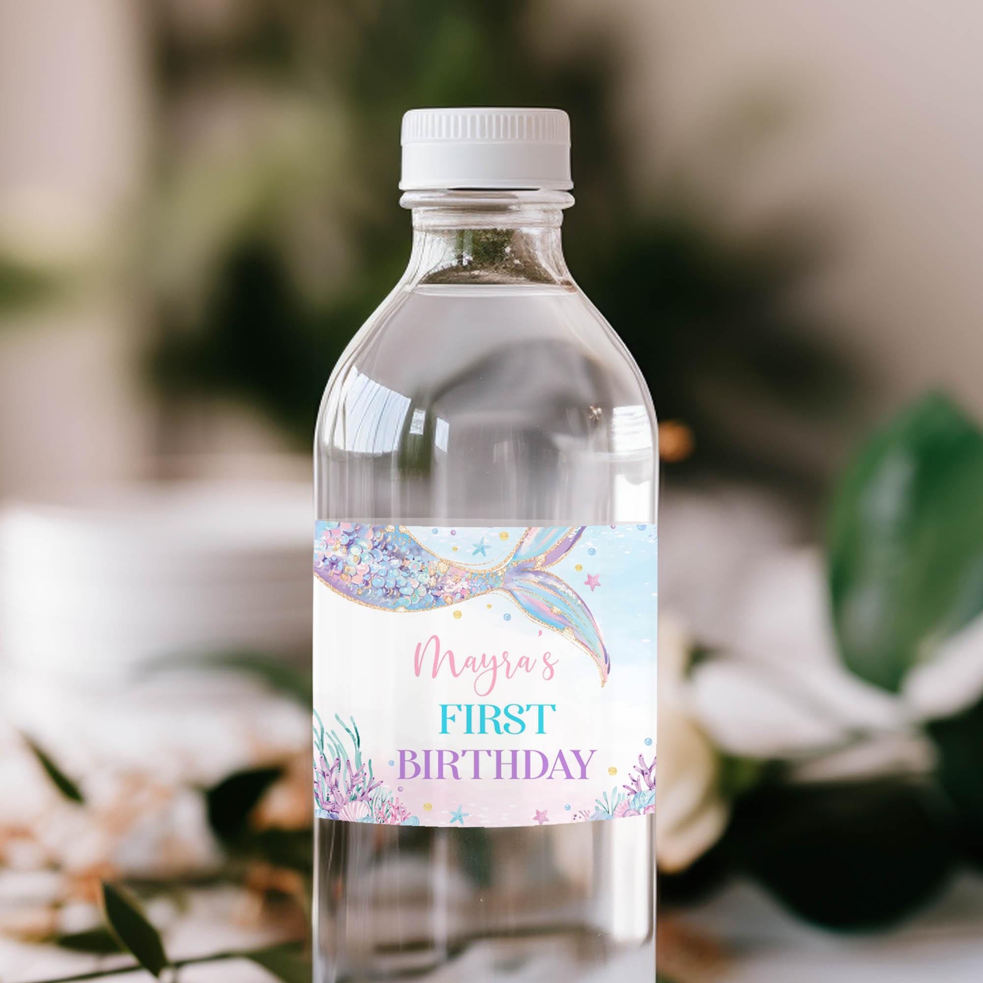 EDITABLE Mermaid Birthday Water Bottle Labels, Under the Sea Birthday ...
