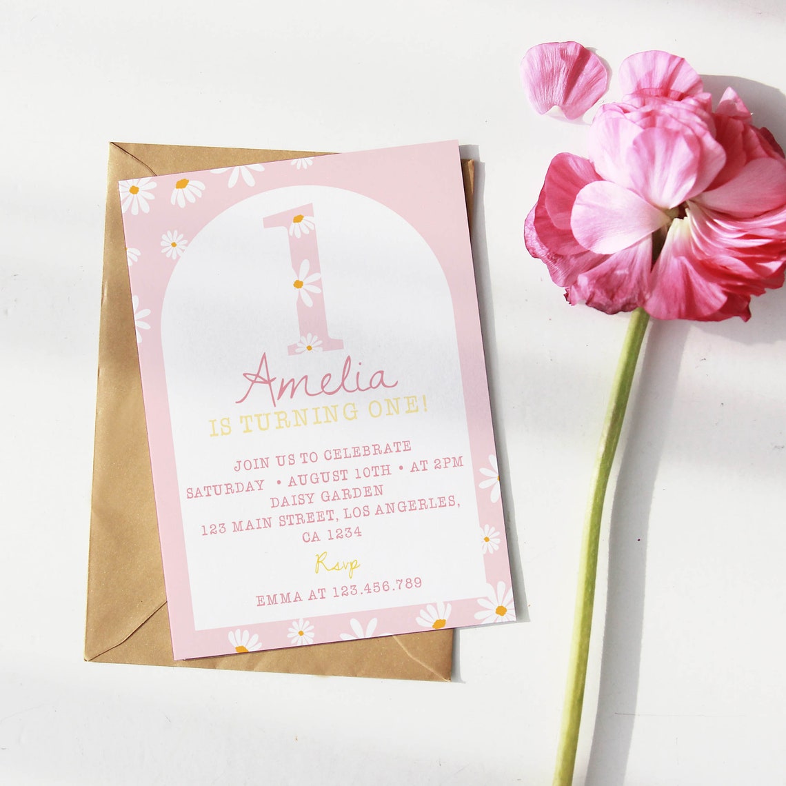 Editable Daisy First Birthday Invitation Daisy Birthday Party | Etsy