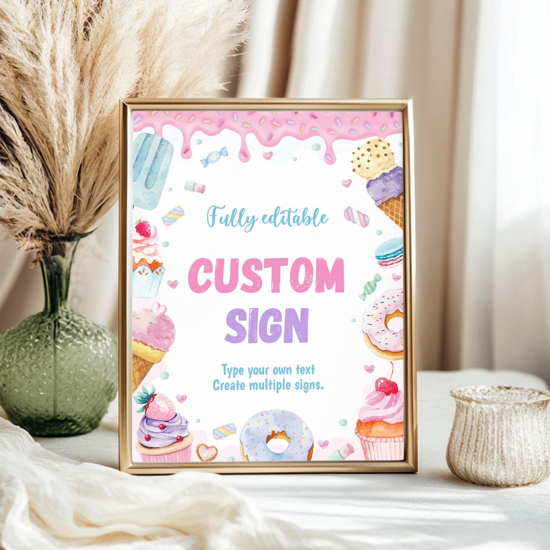EDITABLE Sweet One First Birthday Sign, Donut Birthday Custom Table ...