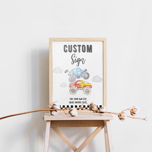 EDITABLE Monster Truck Birthday Party Sign, Monster Trucks Custom Sign ...