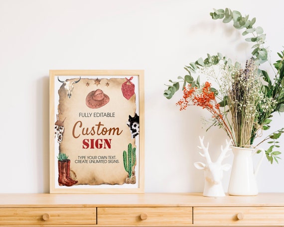 EDITABLE Wild West Party Sign First Rodeo Birthday Custom | Etsy