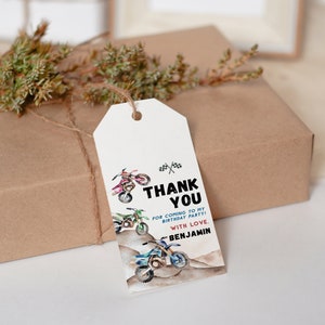 EDITABLE Dirt Bike Birthday Thank You Tag, Boy Birthday Party Favor Tag ...