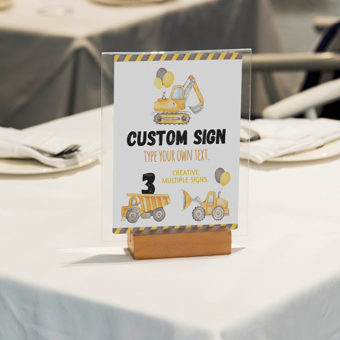 Construction Custom Sign Construction Party Sign | Etsy