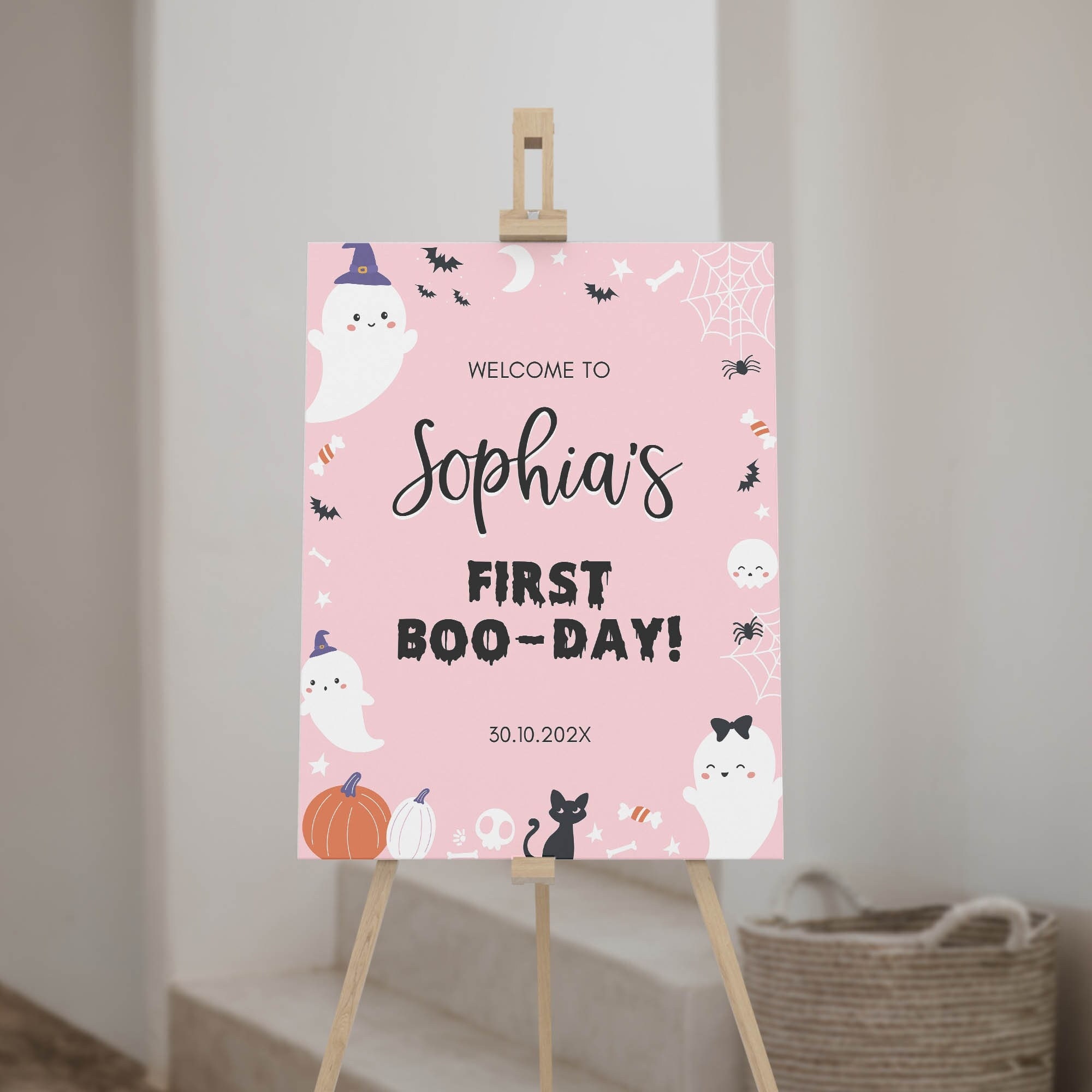 EDITABLE Spooky One Birthday Welcome Sign First Boo Day - Etsy