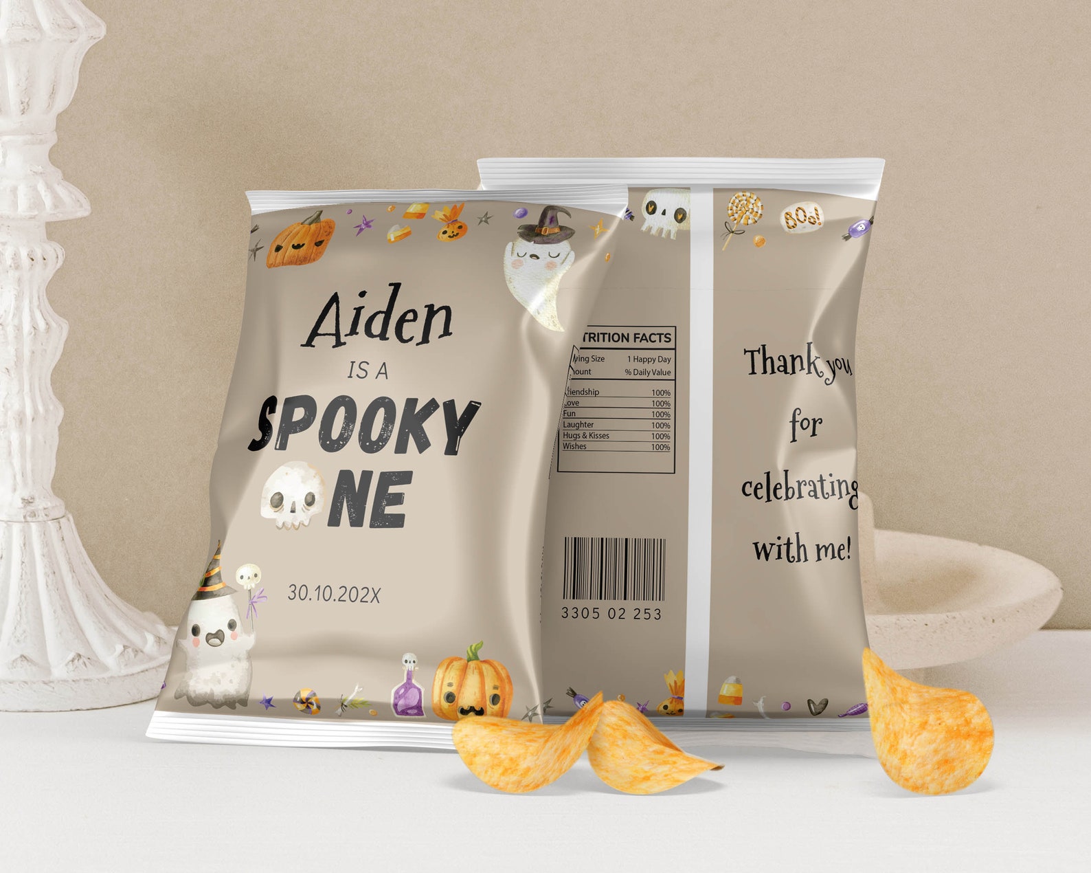 EDITABLE Spooky One Birthday Chip Bags Halloween 1st Birthday - Etsy