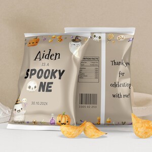 EDITABLE Spooky One Birthday Chip Bags, Halloween 1st Birthday Snack ...