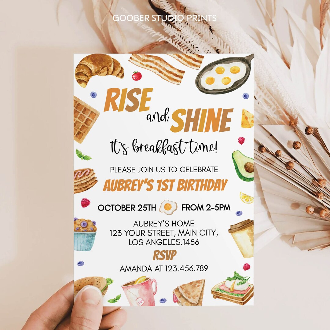 EDITABLE Breakfast 1st Birthday Invitation, Brunch Anyone Birthday ...