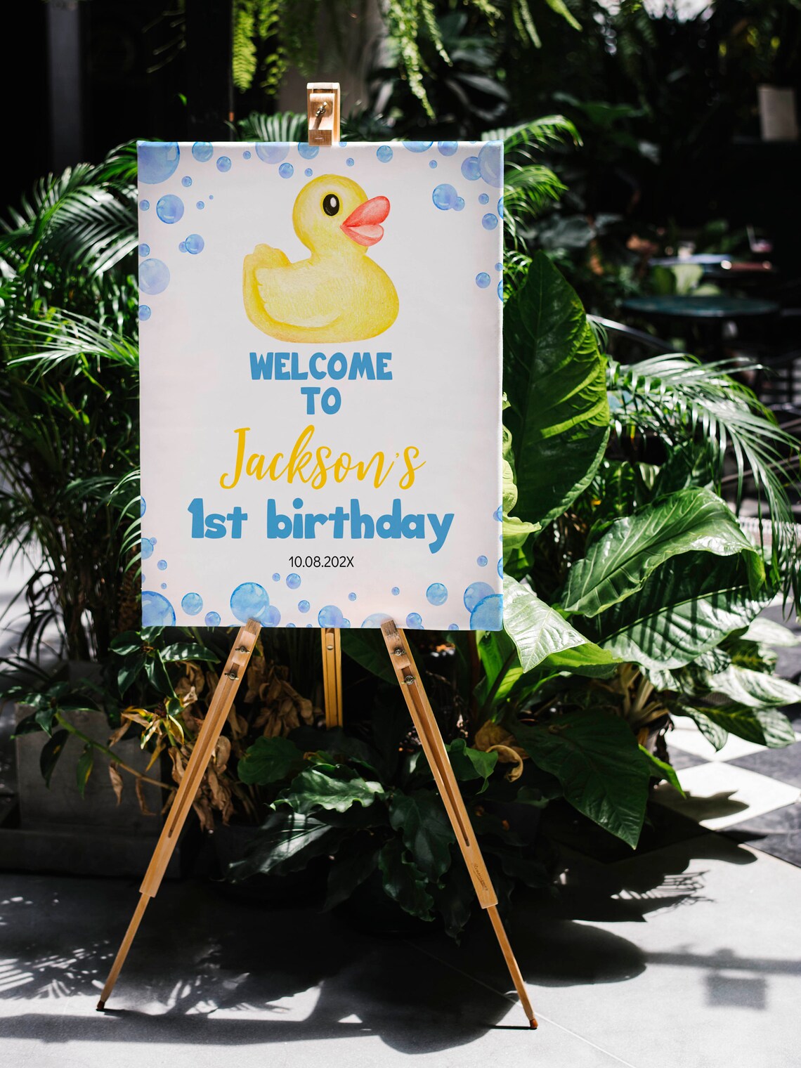 EDITABLE Rubber Duckie Birthday Welcome Sign, Yellow Duck Birthday ...