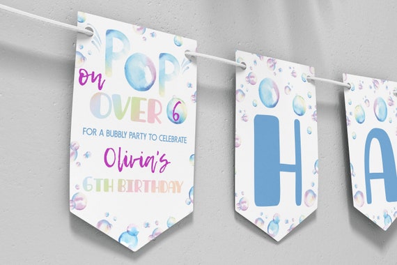 Editable Bubble Birthday Banner Bubble Party Banner Girl - Etsy