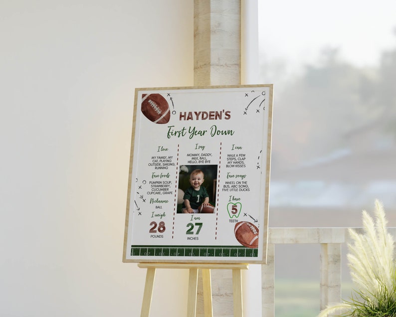 EDITABLE Football Milestone Board, Football 1st Birthday Milestone ...
