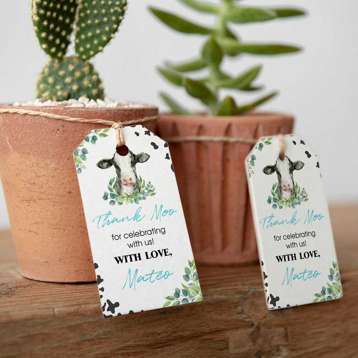 EDITABLE Cow Thank You Tag Farm Birthday Favor Tag Holy Cow - Etsy