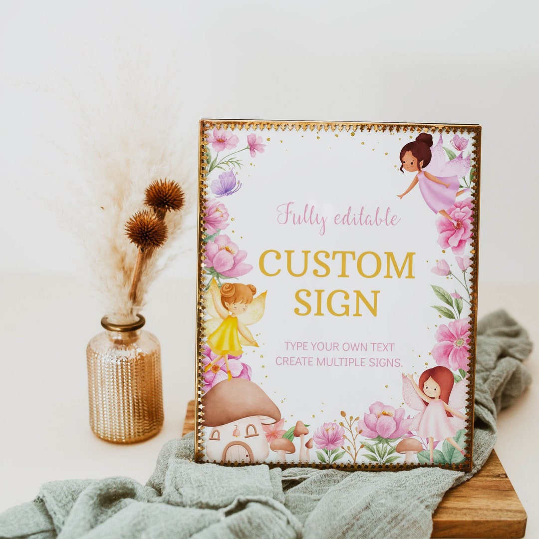 EDITABLE Fairy Birthday Custom Sign Fairy Birthday Table - Etsy