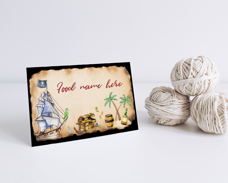 EDITABLE Pirate Birthday Food Tent Card, Pirate Party Food Name Card ...
