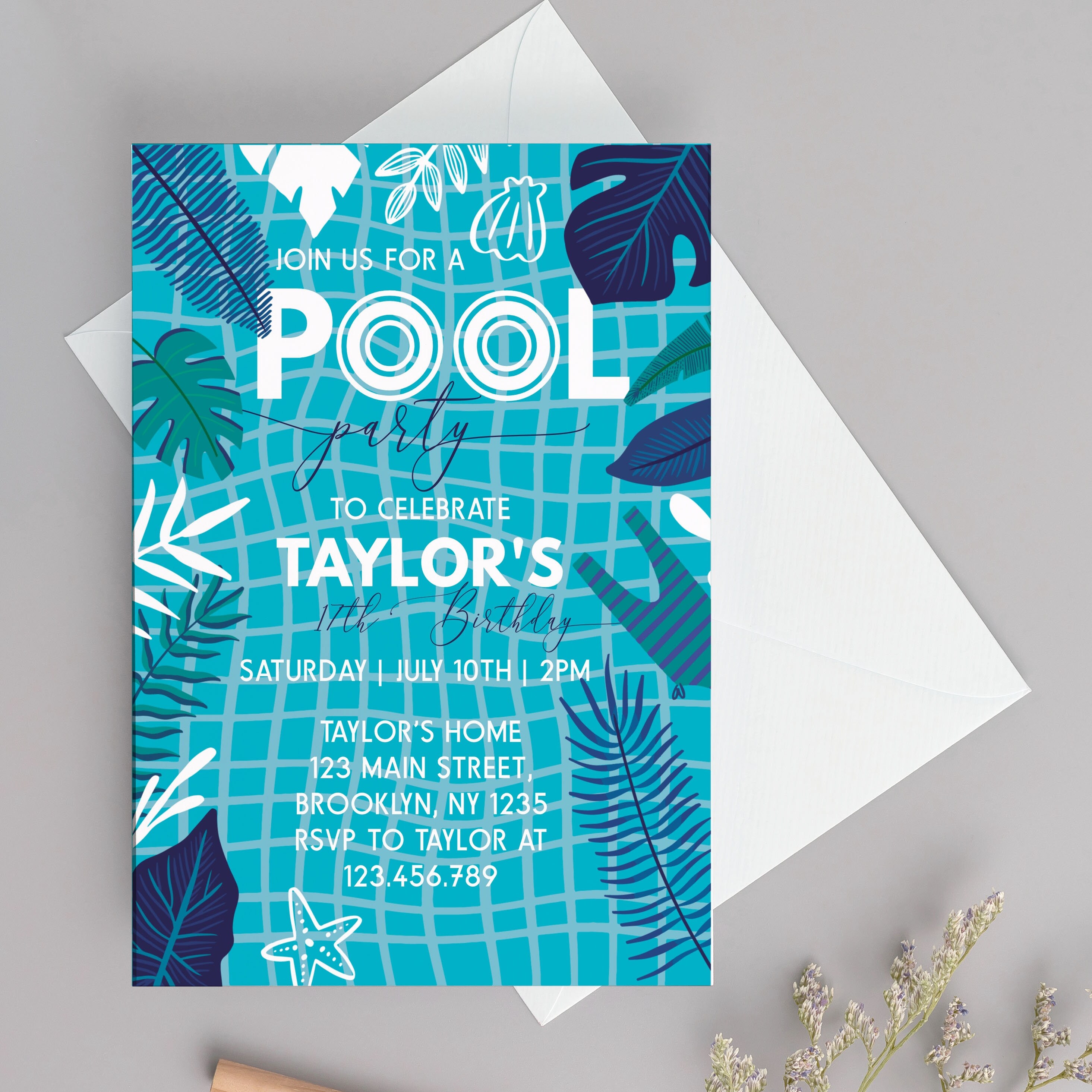 Editable Pool Party Invitation Pool Party Birthday | Etsy