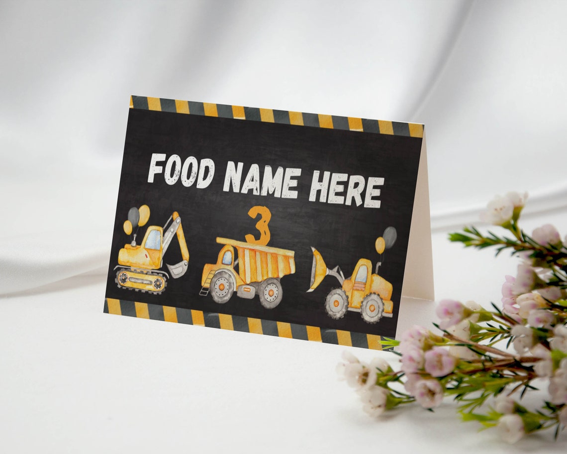 EDITABLE Construction Party Food Label Construction Food Tent - Etsy