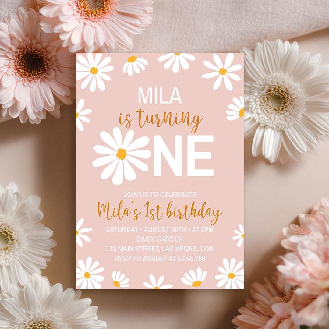 Editable Daisy Birthday Invitation, Daisy First Birthday Invitation ...