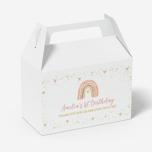 EDITABLE Boho Birthday Party Favor Box Label, Boho Rainbow Birthday ...