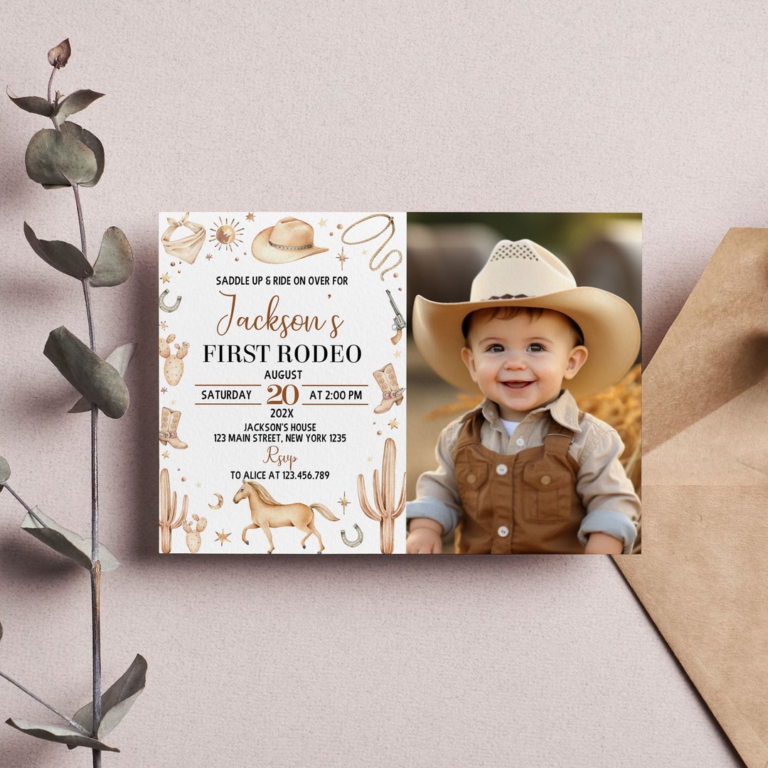 EDITABLE Wild West Birthday Invitation, Cowboy 1st Birthday Invite ...