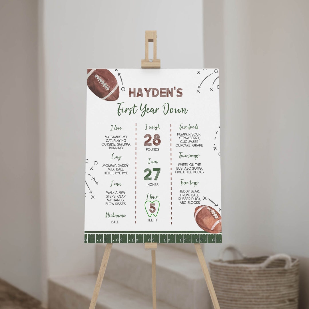 EDITABLE Football Milestone Board, Football 1st Birthday Milestone ...