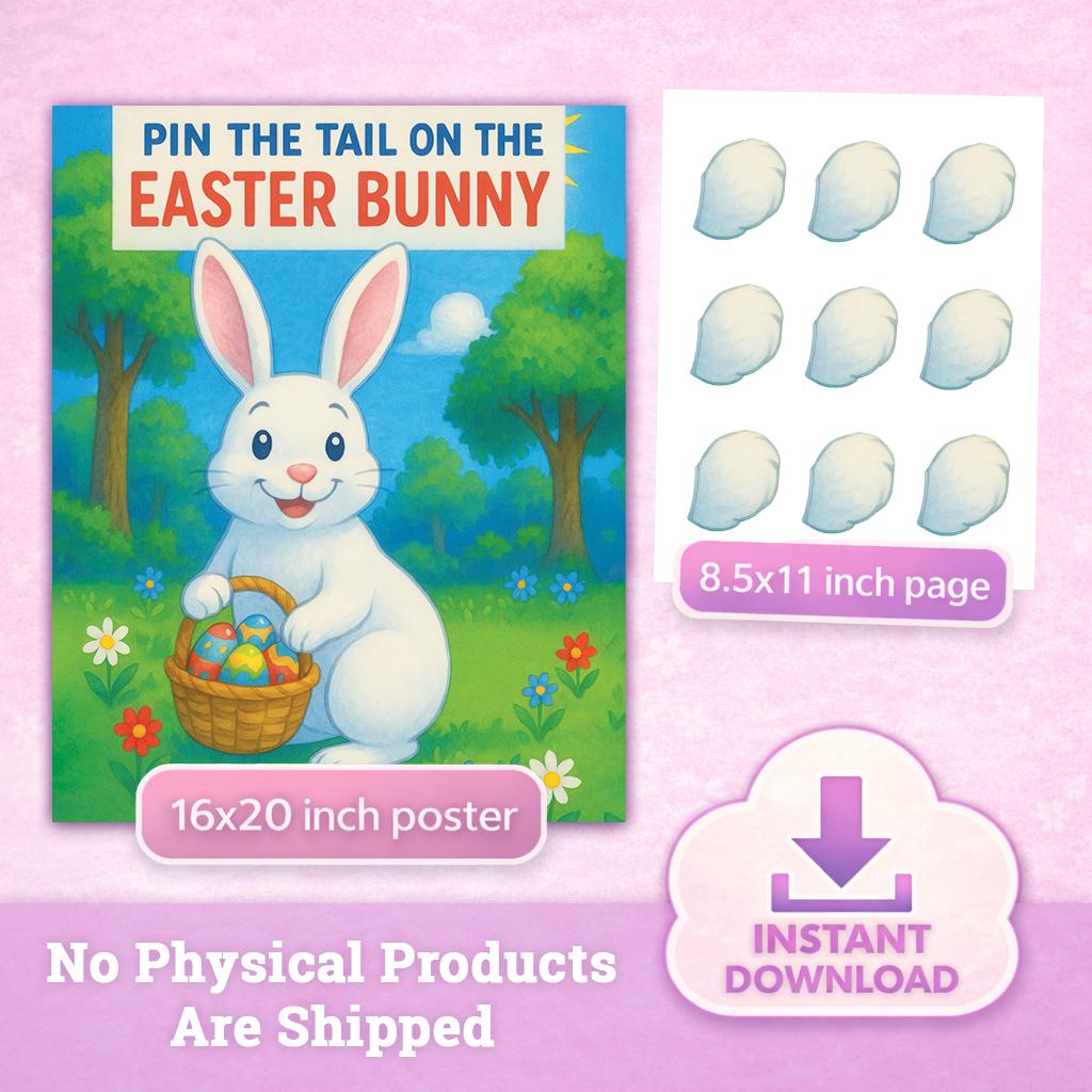 Pin the Tail on the Easter Bunny Game Printable | Easter Party Game for ...