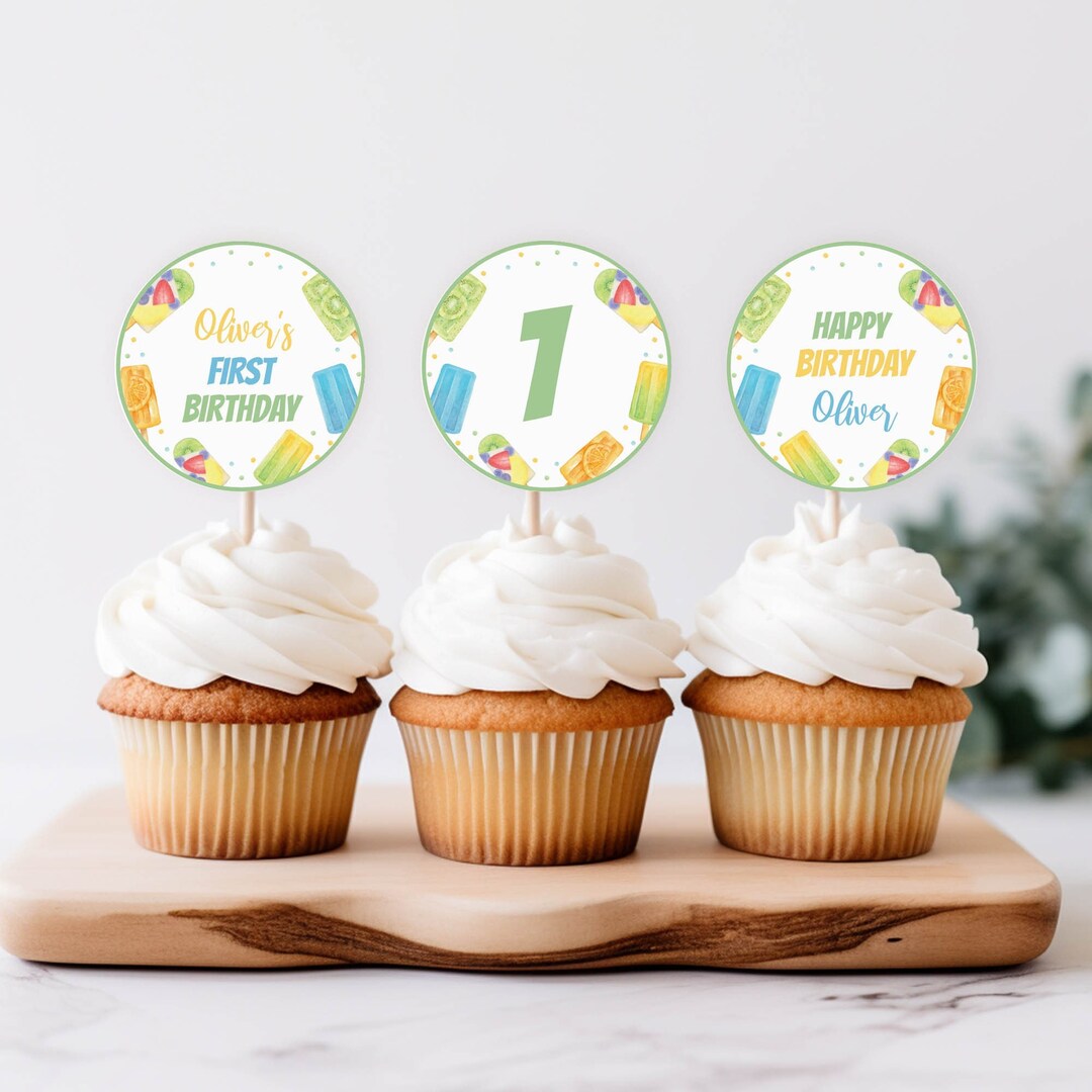 Editable Popsicle Cupcake Topper, Popsicle Birthday Party Decoration ...
