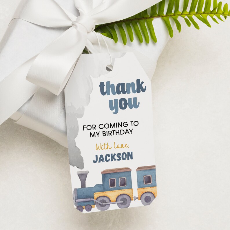 EDITABLE Train Birthday Thank You Tag Choo Choo Train - Etsy