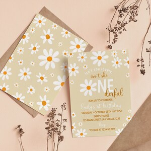 Retro Daisy Birthday Party Invitation, Daisy 1st Birthday Invitation ...